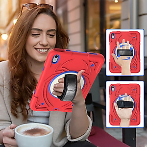 AVAWO Kids Case for iPad 10th Generation 10.9 Inch 2022, iPad 10.9 Cover, [Tempered Glass Film] [Shoulder Strap] [360°Rotating] Kickstand Shockproof Kids Child Case for iPad 10th Gen 10.9" 2022, Red