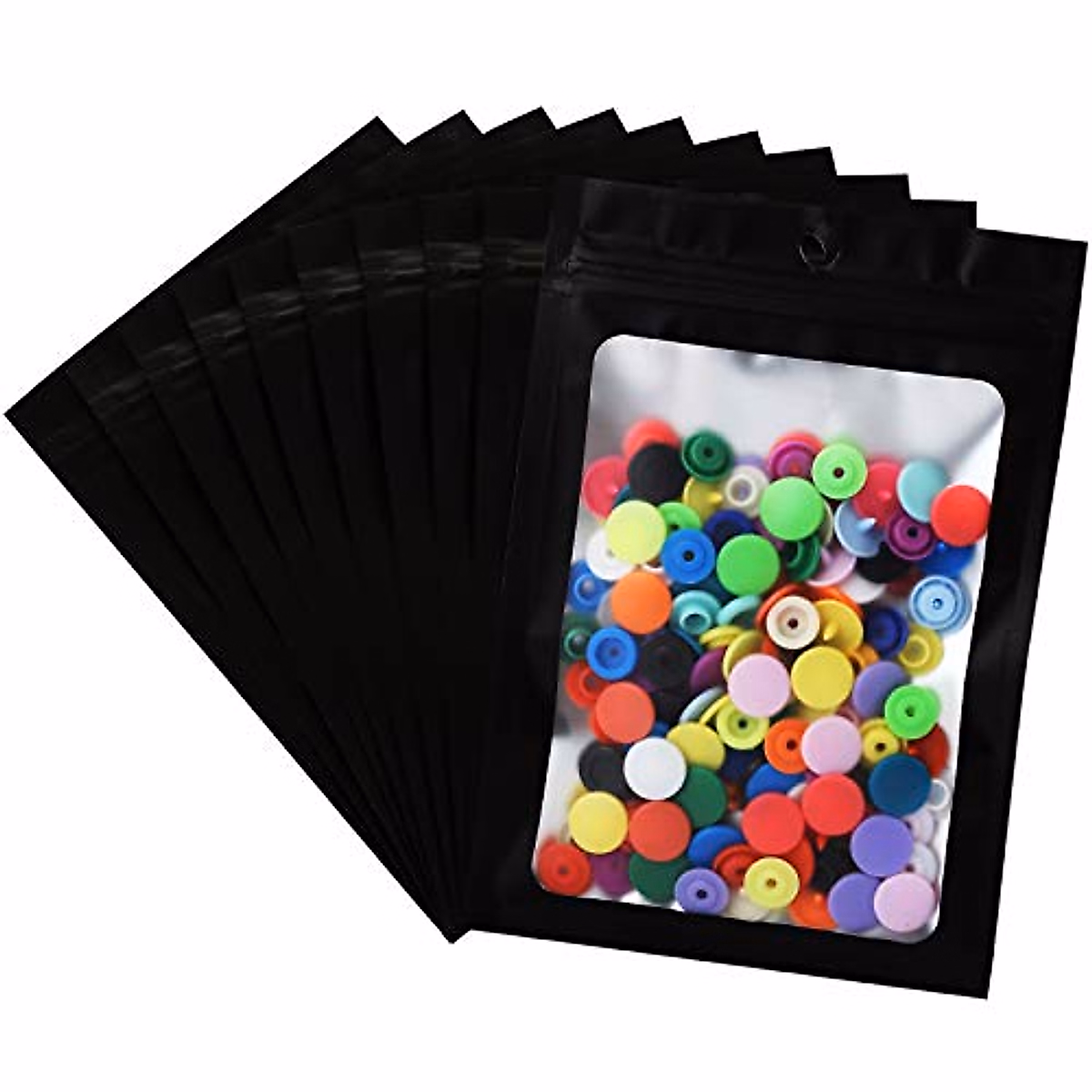 KESOTO 100 Pack 4x6 Inches Thicken Black Packaging Bags with Clear Front Window for Lip Gloss, Food Storage