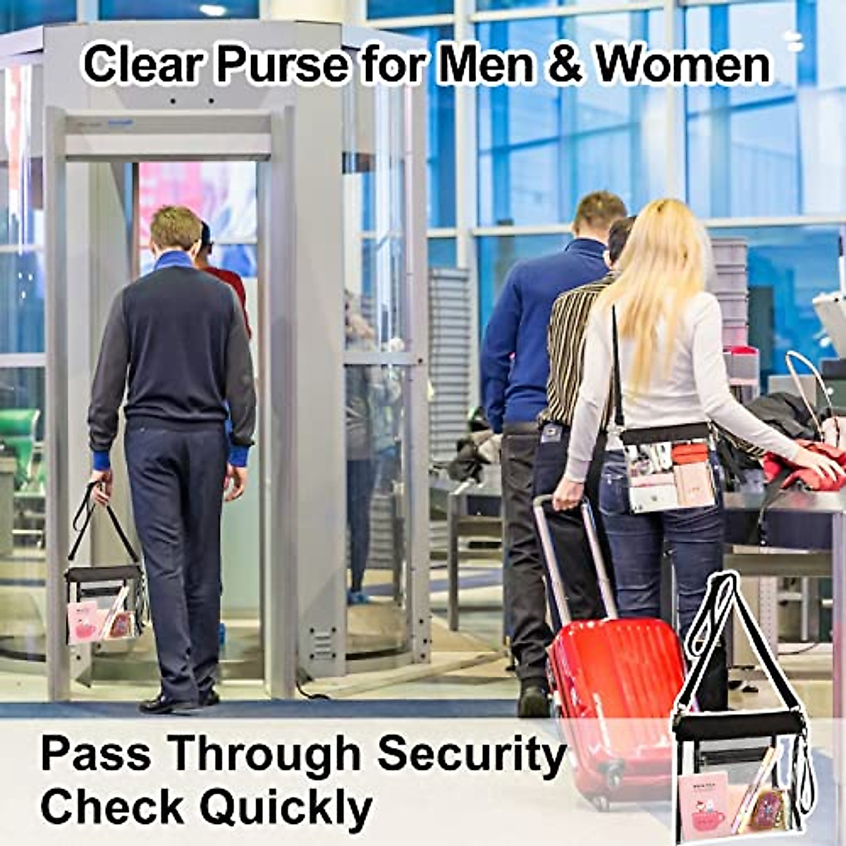 Dotpraise Clear Crossbody Purse Bag Stadium Approved with Extra Wristlet for Concert, Security & Sporting Event