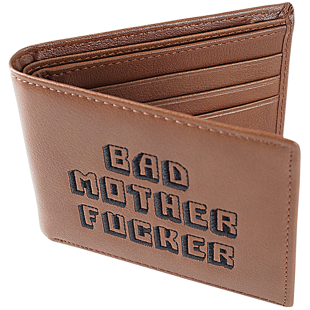Miramax Officially Licensed Bad Mother Wallet Bi-fold Embroidered Brown Leather