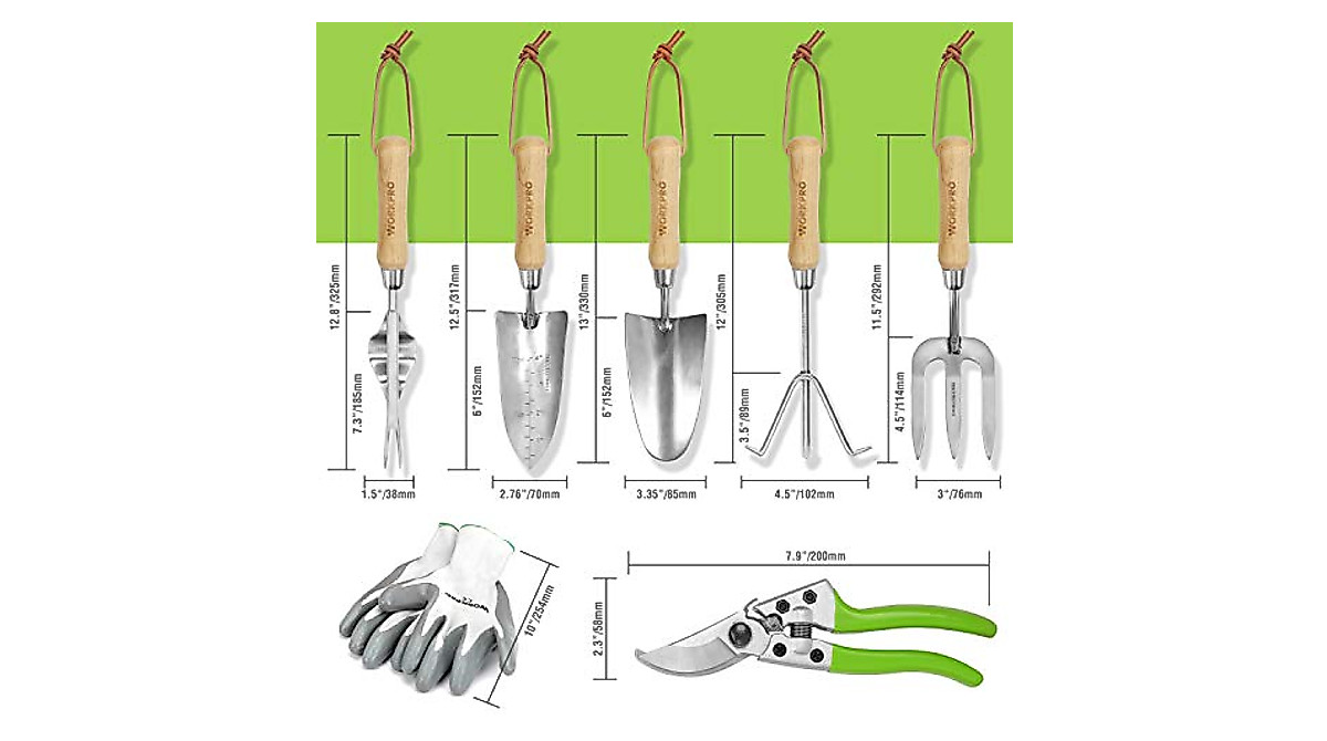 WORKPRO 7-Piece Garden Tools Set with Tote | Heavy Duty & Ergonomic