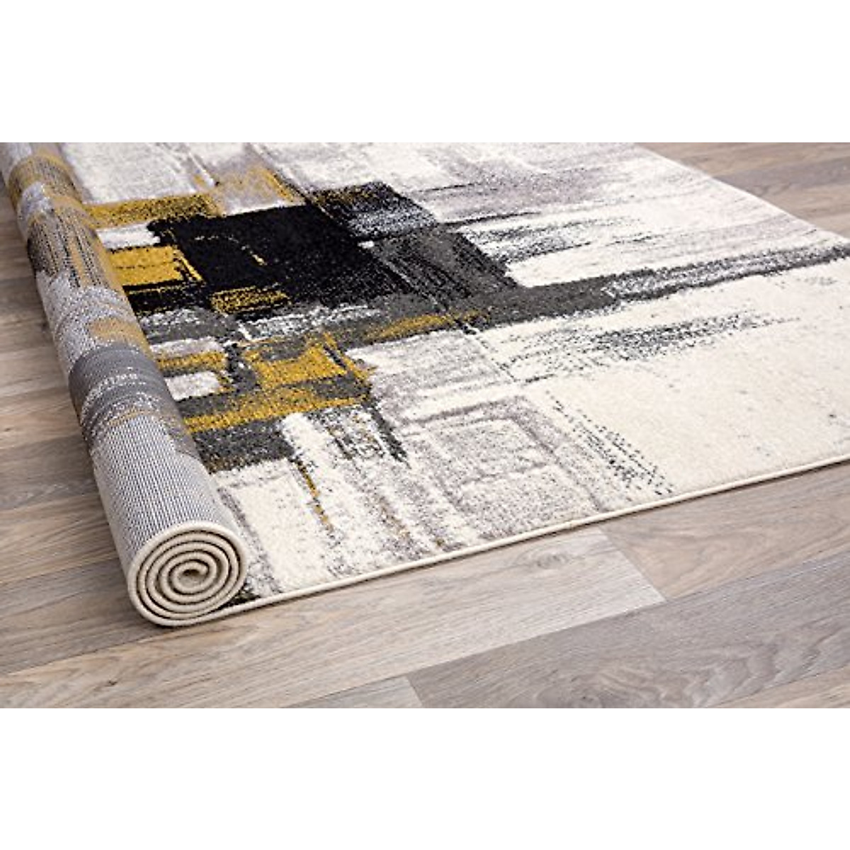 Rugshop Contemporary Modern Abstract Area Rug 5' x 7' Gold