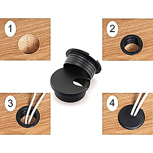 HJ Garden 5pcs 2 inch Desk Wire Cord Cable Grommets Hole Cover with Hole Saw Kit High Speed Bi-Metal Holesaw Drill Bits for Office PC Desk Cable Cord Organizer