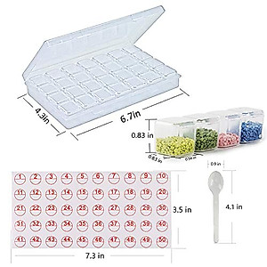 2 Pack 56 Grids Diamond Painting Accessories Storage Box,5D Diamond Art Storage Containers for Jewelry,Portable Bead Storage Art Kit Tool 2 Sets Spoon and Label Stickers