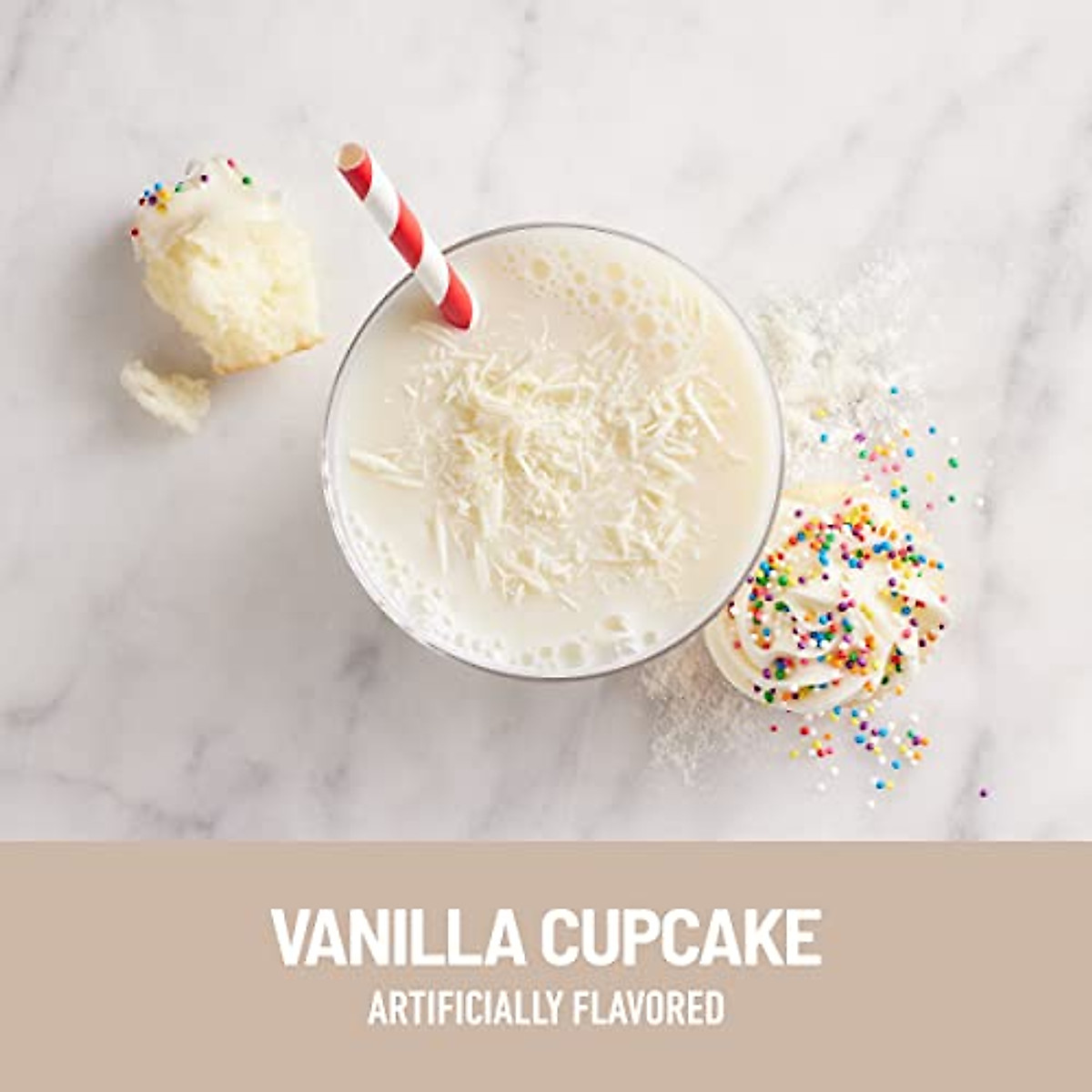 SlimFast Intermittent Fasting, Casein Protein Powder, Biotin with Vitamin & Mineral Bend, with Fiber, No Added Sugar, Snack Shake Mix- Vanilla Cupcake, 10 Servings (Pack of 2)