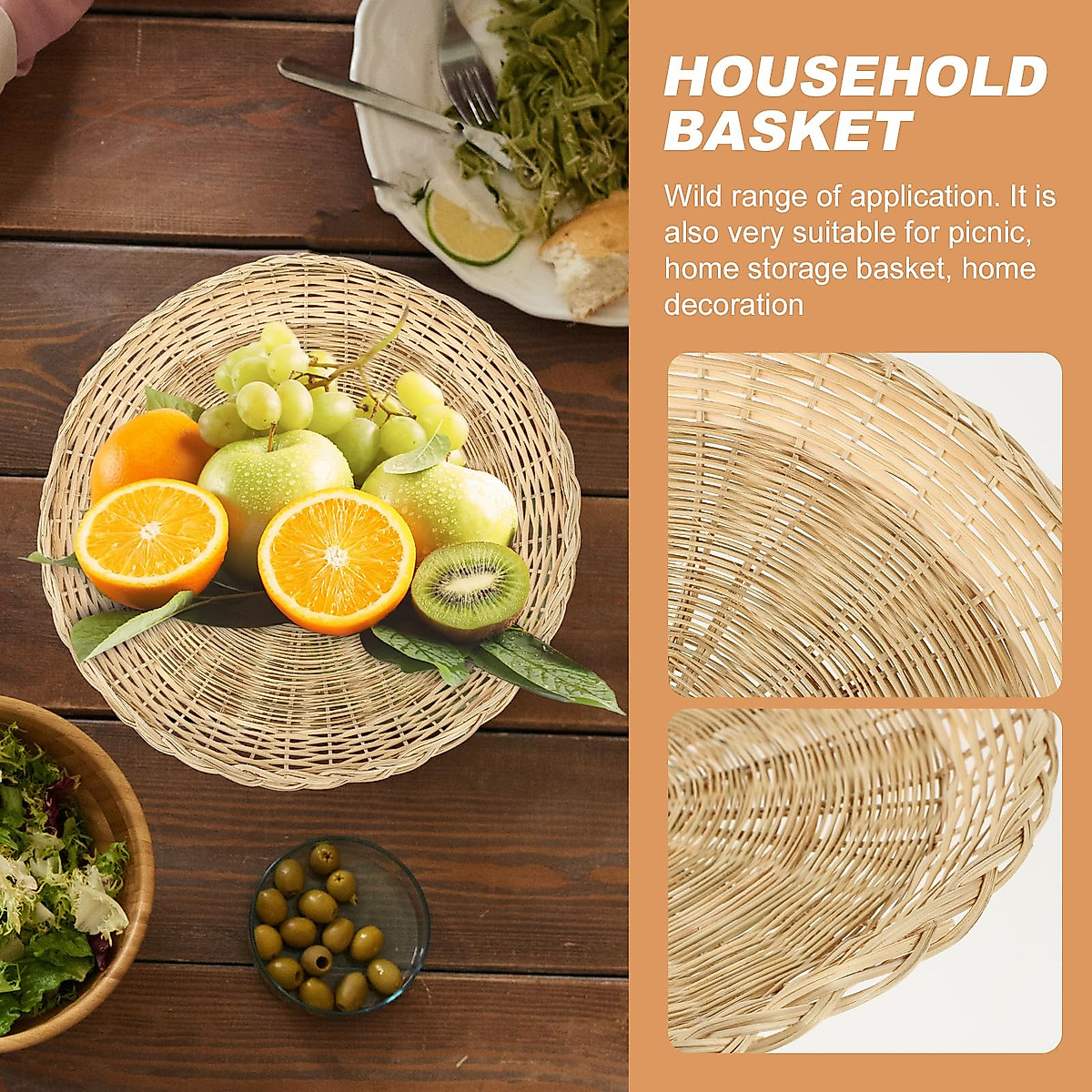 Garneck Wicker Paper Plate Holders, Wicker Reusable Natural Charger Plates, Reusable Plate Holders for Party BBQ Outdoor Cooking Picnic (10 INCH)