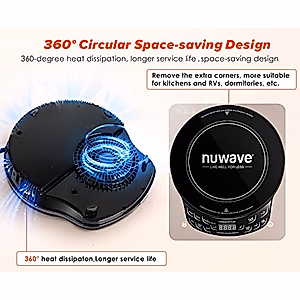 NUWAVE Flex Precision Induction Cooktop, Portable, Large 6.5” Heating Coil, Temperature from 100F to 500F, 3 Wattage Settings 600, 900, and 1300w