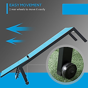 Outsunny Outdoor Chaise Lounge with Wheels, Five Position Recliner for Sunbathing, Suntanning, Steel Frame, Breathable Fabric for Beach, Yard, Patio, Blue