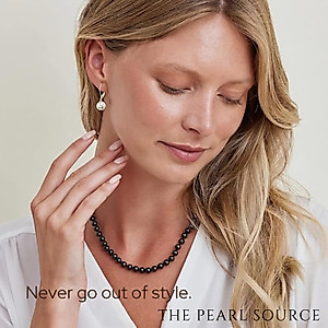 THE PEARL SOURCE AAAA Quality White Round Freshwater Cultured Pearl Hypoallergenic Earrings for Women | 14K Gold Leverbacks Earring | White Gold | 8.0-8.5mm