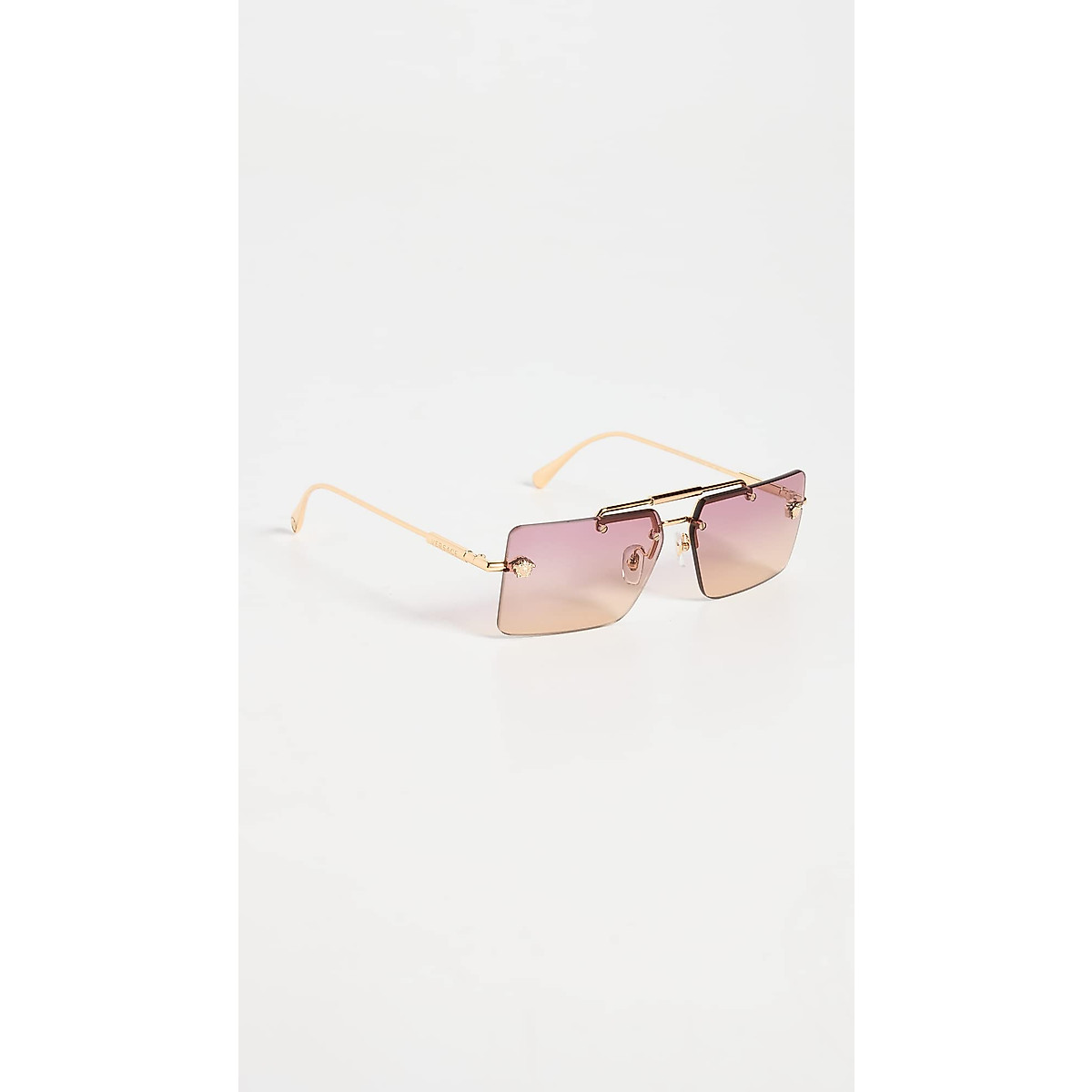 Versace Women's Medusa Rimless Sunglasses, Gold/Clear Orange Fuchsia, One Size