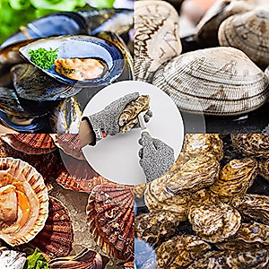Oyster Shucking Knife, FRYOOGG Oyster Knife Oyster Knife Shucker Set With 5-level Protection Food Grade Oyster Shucking Knife Glove(L), Oyster Shucker Knife, Oyster Shucker, Oyster Shucking Kit(White)