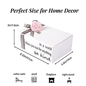 Be Kind Home Decor - Set of 3 White Books for Stacking and Staging on Shelves and in Rooms