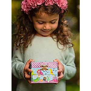 Jewelkeeper Mermaid Girl's Musical Jewelry Box, Underwater Design Pullout Drawer, Over The Waves Tune
