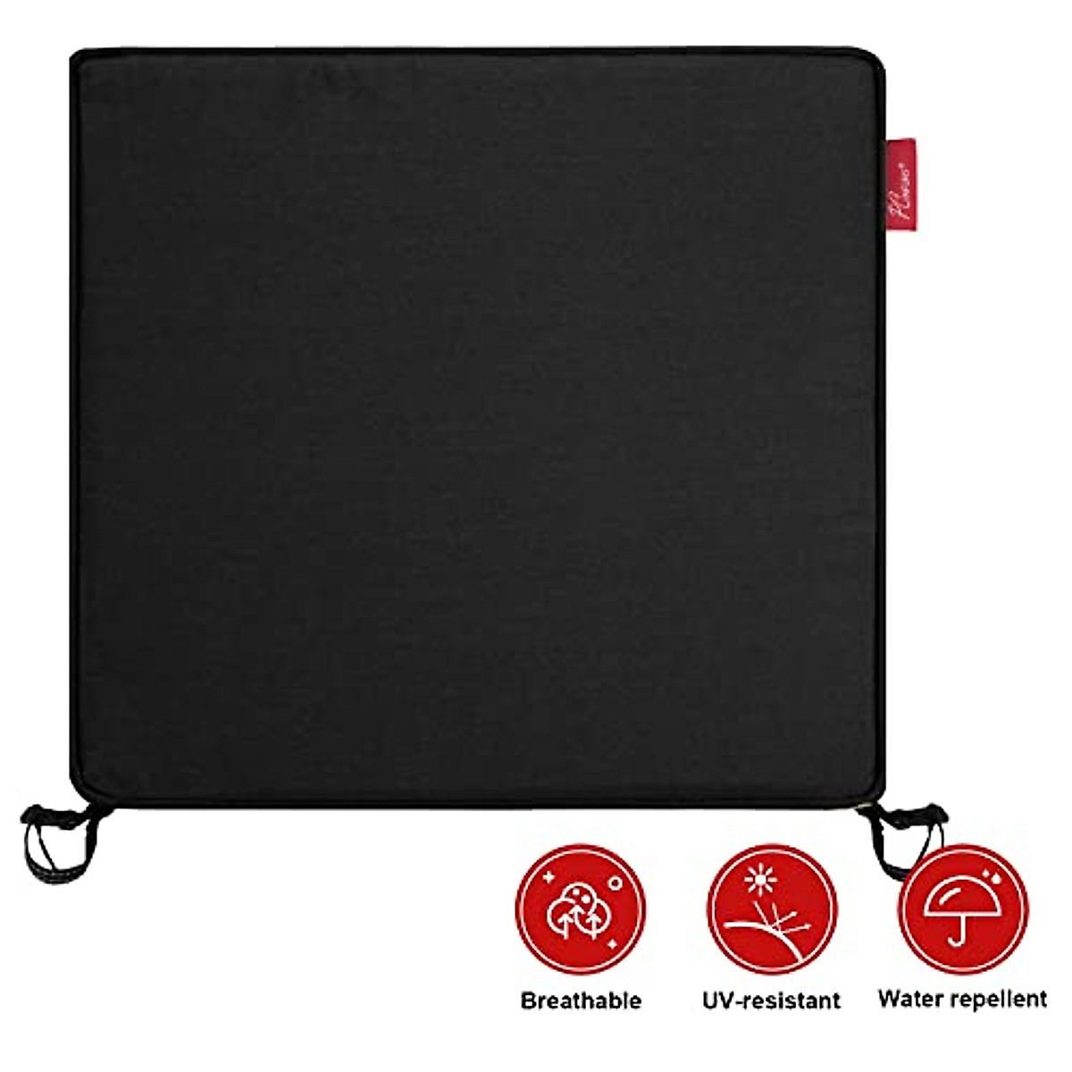 Pcinfuns Patio Chair Cushion 22 x 22 Inch Outdoor Seat Cushions for Patio Furniture Garden Sofa Couch Chair Pads with Adjustable Straps Set of 2, Black