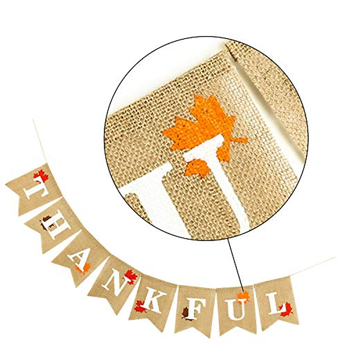 Whaline Thankful Burlap Banner with Rustic Autumn Maple Leaves Thanksgiving Day Decorations Garland Fall Harvest Home Decor Mantel Fireplace Wall Hanging