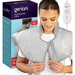 GENIANI Heating Pad for Neck and Shoulders, Large Heated Pad for Neck Pain, Shoulder Heating Wrap with 4 Auto Shut-Off, 6 Heat Settings, Gifts for Women & Man, Gifts, Dad, Pein Relief - 22"x24"