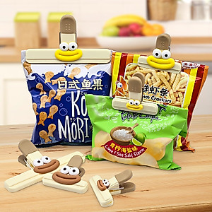 Lxuraduy 6 Pack Chip Clips, 6 Styles of Cute Chip Clips, Food Clips, Wide Foods Snacks Bag Paper Clips, Cute Tight Seal Grips