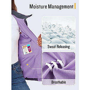 SaphiRose Womens Waterproof Rain jacket Lightweight Active Outdoor Raincoat with Removable Hood (Purple,Large)