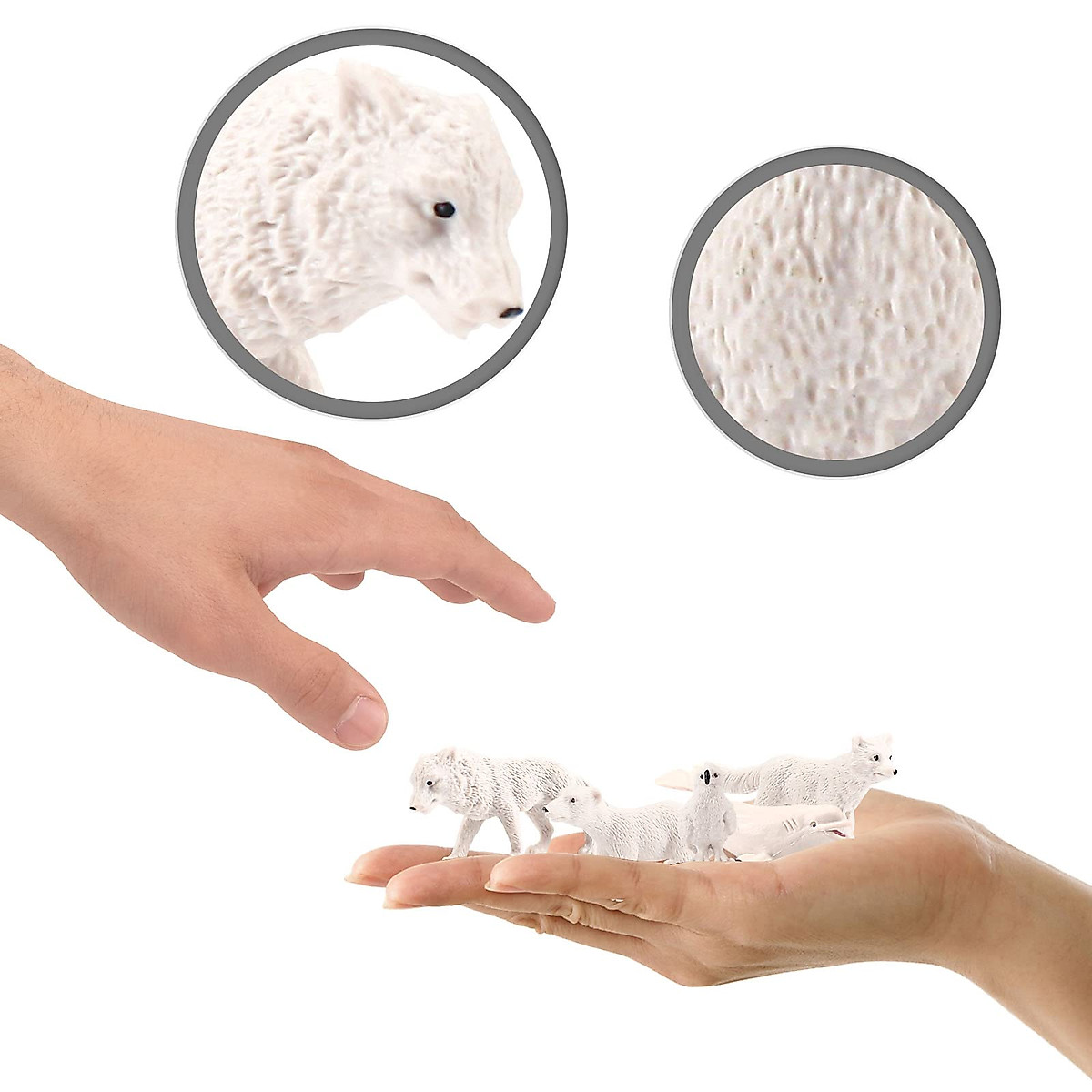 Realistic Mini Arctic Animal Figures Toy Polar Animals Figurines Toy Playset with Polar Bear Snowy Owl Seals White Fox Beluga Wolf Cognitive Toys for Kids Toddlers 6PCS