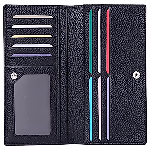 GOIACII Wallets for Women RFID Blocking Ultra Slim Real Leather Credit Card Holder Clutch