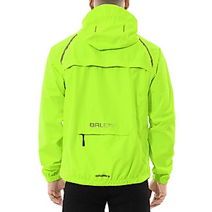 BALEAF Mens Cycling Rain Jacket Windbreaker Waterproof Running Gear Golf Mountain Biking Hood Lightweight Reflective Yellow 3XL