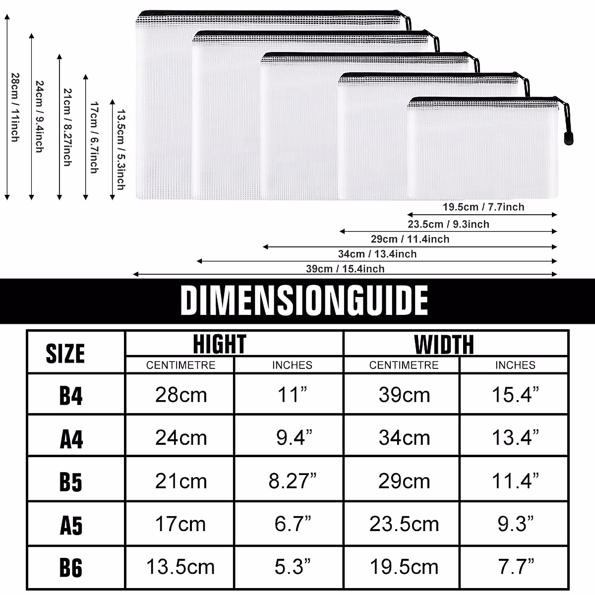 10 Pack Mesh Zipper Pouch, Waterproof Document Pouch, Multipurpose for School Office Supplies, Cosmetics, Travel Accessories, Board Games Storage