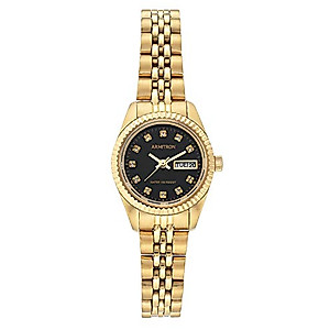 Armitron Women's Japanese Quartz Dress Watch with Stainless Steel Strap, Gold, 10 (Model: 75/2475BKGP)