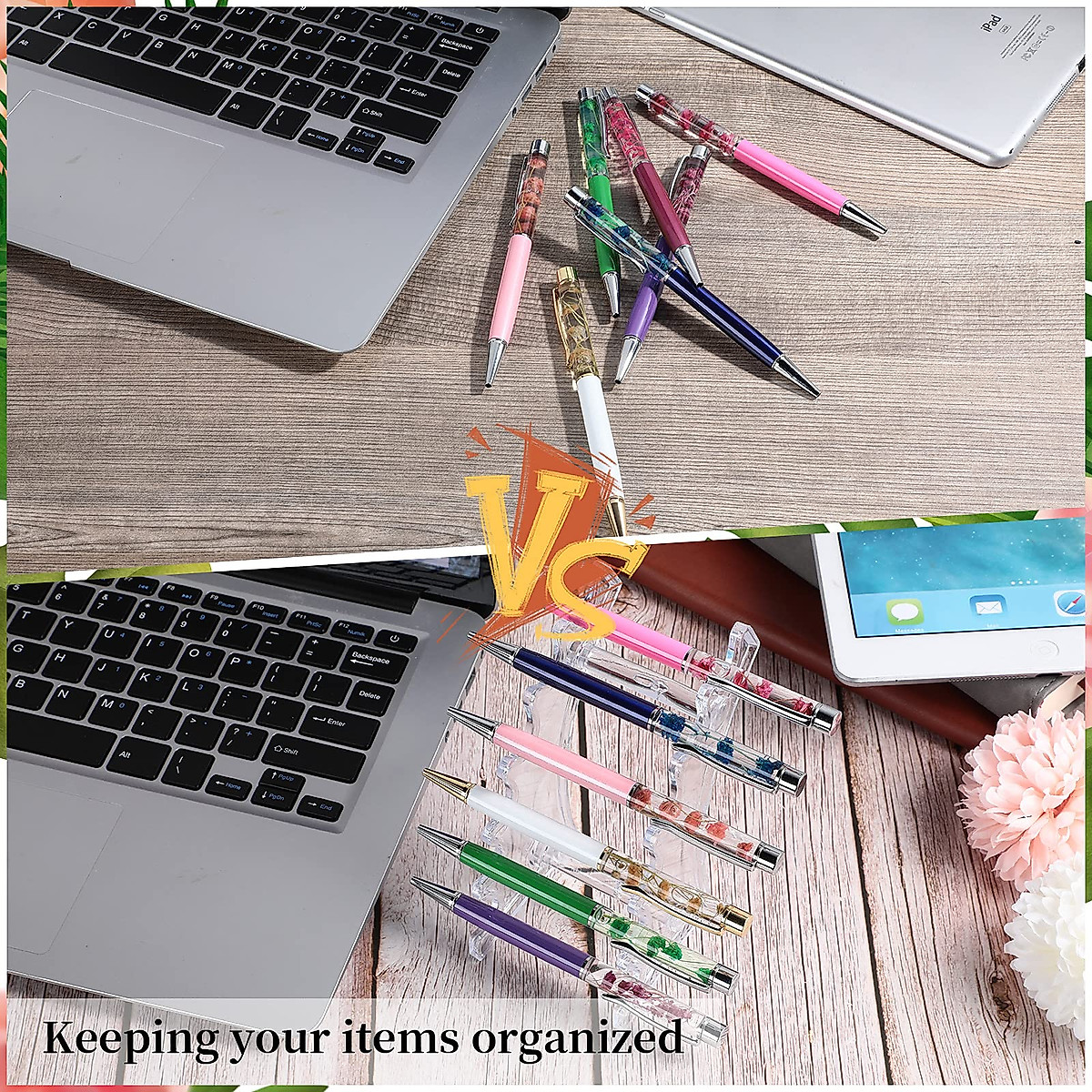 2 Pieces Plastic Pen Holder Stand 6-Slots Pen Display Stand Makeup Brush Rack Organizer Eyebrow Pen Display Stand Vertical Pen Display Stand Rack Acrylic Pen Holder for School Office Home (Clear)