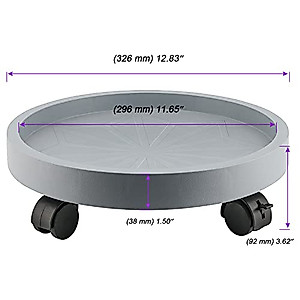JOIKIT 4 Pack 13 Inch Round Plant Caddy with 4 Lockable Wheels, 132 Lbs Capacity Heavy Duty Rolling Plant Stand, Wheeled Planter Saucer Tray Trolley for 11.8 Inch Planter Pot Indoor Outdoor, Grey