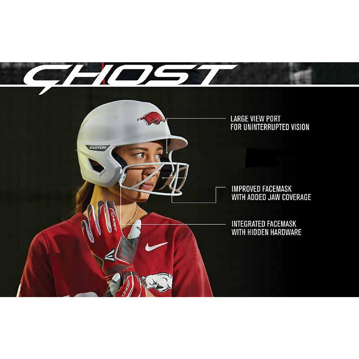 Easton | GHOST Softball Batting Helmet | Two-Tone Matt Black/White | T-Ball/Small