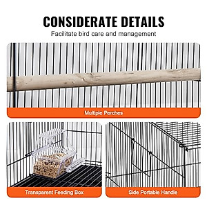 VEVOR 30 Inch Flight Bird Cage, Stackable Bird Cage Parakeet Cage with Slide-Out Tray and Handle, Small Parrots Birdcage for Cockatiels Budgies Conure Macaw Finch Lovebirds Canaries Pigeons