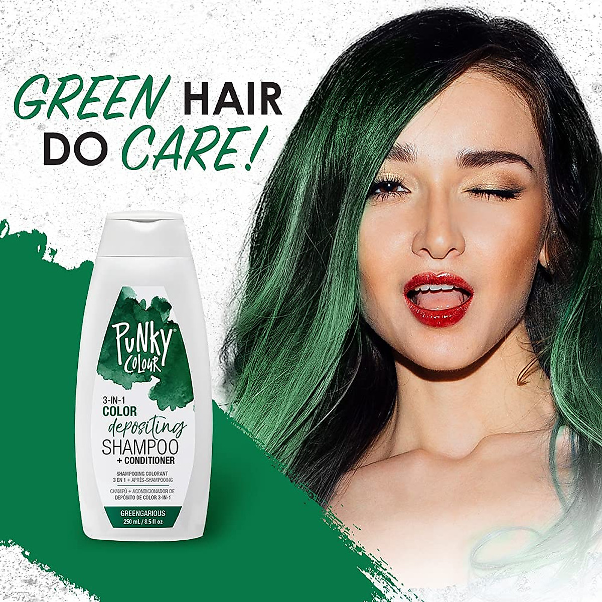 Punky Greengarious 3-in-1 Color Depositing Shampoo & Conditioner with Shea Butter and Pro Vitamin B that helps Nourish and Strengthen Hair, 8.5 oz
