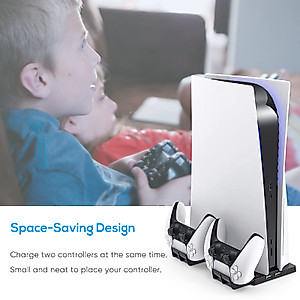 Vertical Stand with Controller Charger Compatible with PS5 Console, YUANHOT Charging Station Dock with 4 USB-C Plugs