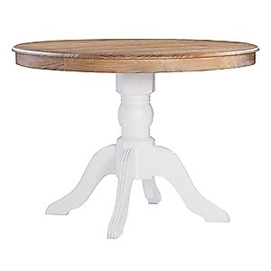 Linon Natural and White 2 Tone Pedestal Dining Harris Table