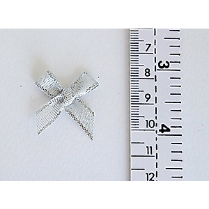100 Assorted Smallest Gold & Silver Ribbon Bows Size 20 mm. Tiny Embellishment Craft Artificial Applique Wedding