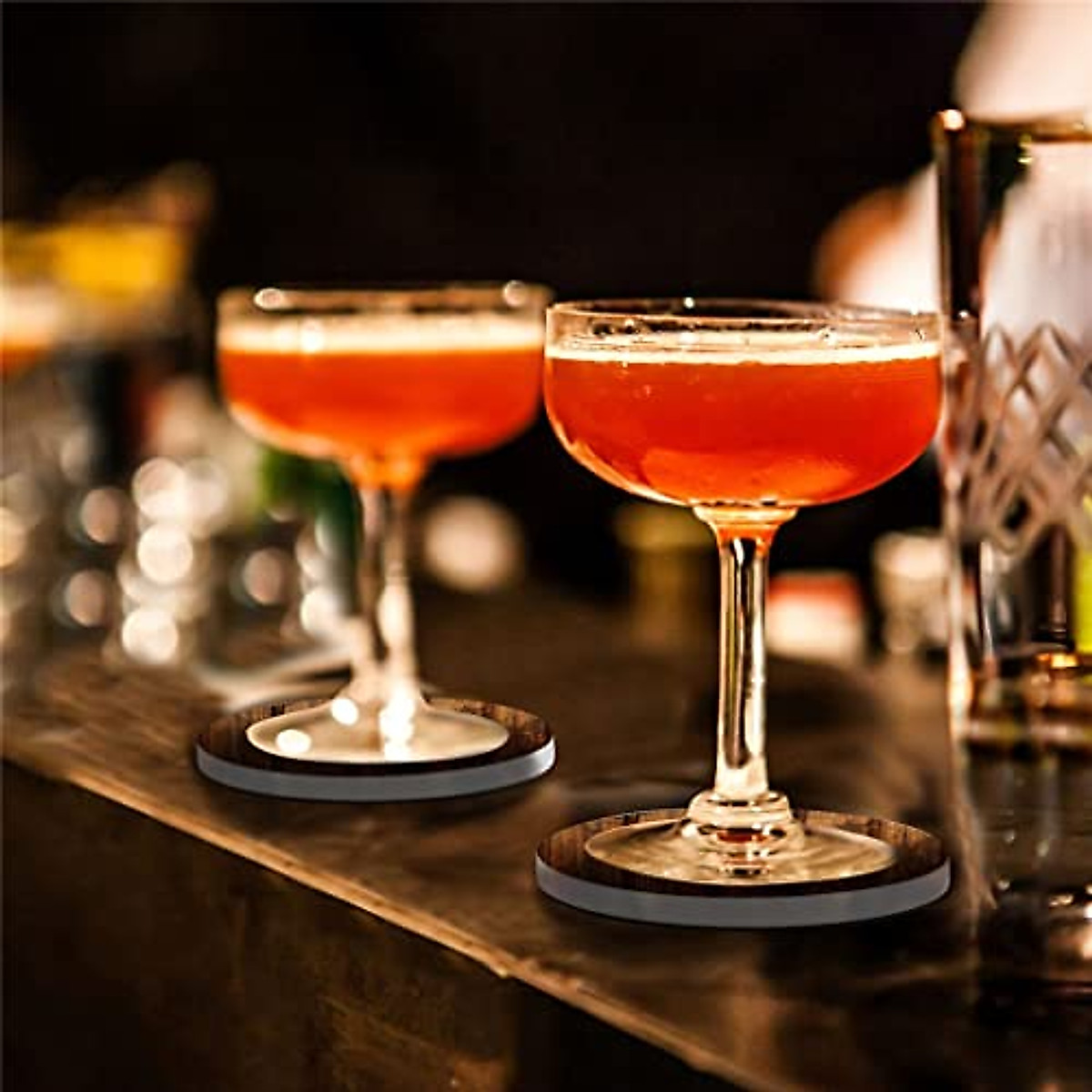 QUANJJ Retro Wood Grain Plank Texture Ceramic Coaster Set Coffee Tea Cup Coasters Kitchen Accessories Round Placemat (Color : D, Size : 6pcs)