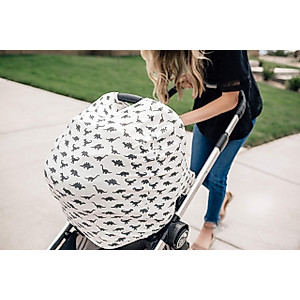 Baby Car Seat Cover Canopy and Nursing Cover Multi-Use Stretchy 5 in 1 Gift Dinos "Wild" by Copper Pearl