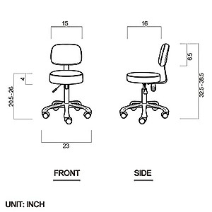 DR.LOMILOMI Extra-Wide Seat Rolling Swivel Clinic Medical Salon Stool Chair with Memory Foam 502