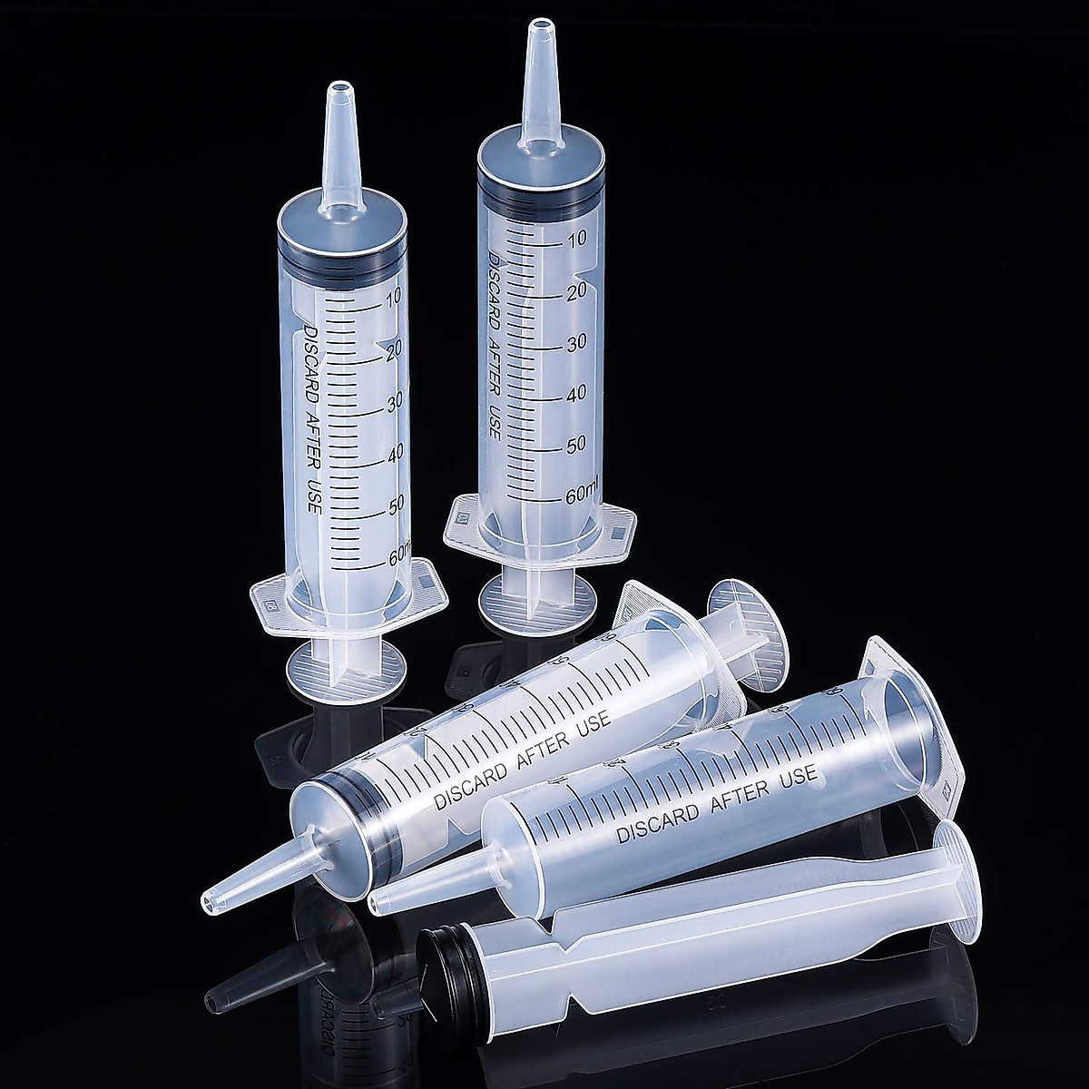 5Pack 60ml Syringe Measuring Plastic Syringe with Catheter Tip for Scientific Labs, Liquid Measuring & Dispensing, Pets Feeding, Plant Watering