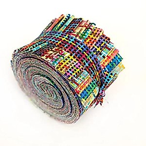 Plaid Jelly Rolls Fabric, 2.5 inch Pretty in Plaid Jelly Roll Fabric Quilting, 100% Cotton Pre-Cut Quilt Fabric Quilting 18 Strip
