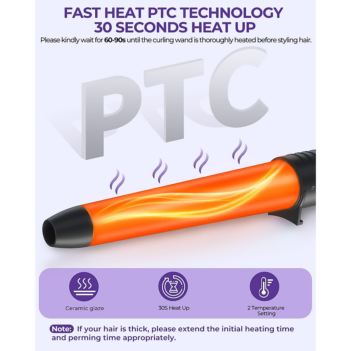 5 in 1 Curling Wand Set: Ohuhu Curling Iron Wand 5Pcs 0.35 to 1.25 Inch Interchangeable Ceramic Barrel Heat Protective Glove 2 Clips Dual Voltage Hair Curler for Girls Women Rainbow