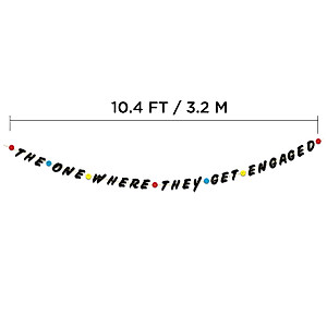 Friends Themed Engagement Party Black Glitter Banner - Wedding Announcement and Bridal Shower Decorations