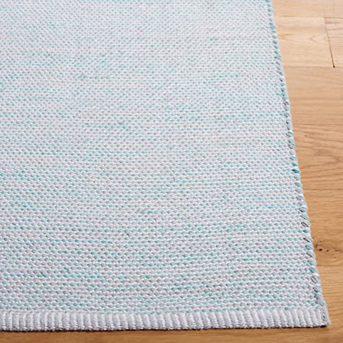 SAFAVIEH Montauk Collection Area Rug - 8' x 10', Turquoise & Grey, Flat Weave Farmhouse Boho Cotton Design, Easy Care, Ideal for High Traffic Areas in Living Room, Bedroom (MTK701K)