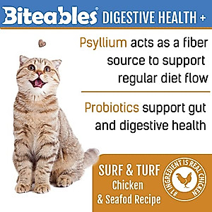 Get Naked Biteables Natural Soft Treats for Cats, Digestive Health Plus, Surf & Turf Recipe, 3 oz, 1 Pouch