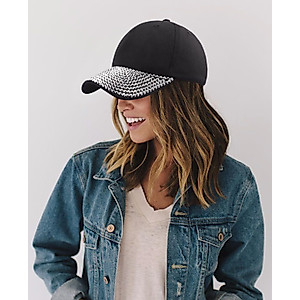 Ztl Womens Studded Rhinestone Baseball Cap Dad Trucker Hat Sparkle Bling Sun Hat A - Black