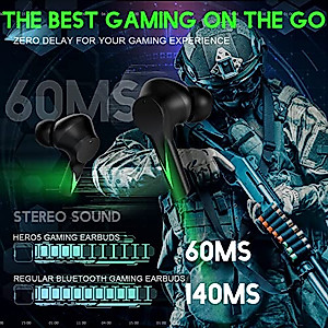 Coolme Hero5 Wireless Earbuds Bluetooth Headphones with Microphone, Game/Music Mode Ultra Low Latency,13mm Drivers Pure Deep Bass Sound, 40H Playback, Touch Control TWS Earphones for iPhone Andriod