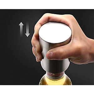 Beer Bottle Opener, Magnetic Automatic Stainless Steel Push Down Opener, No Cap Can Escape, Quick Open Cap for Kitchen Home Bar Restaurant Household Utensils