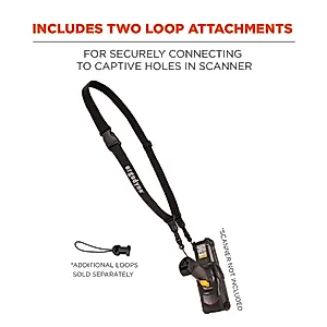 Ergodyne Squids 3134 Barcode Scanner Harness, Sling Style, Tethering Lanyard for Bar Code Scanners , Black
