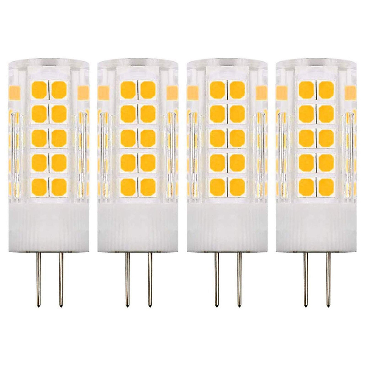 ZHENMING G4 LED Bulbs 110V-130V (Not Low Voltage 12V) G4 Bi-Pin Base Spotlight Lighting Dimmable 5W Warm White 3000K Replace 45W G4 Halogen Lamp, for Under-Cabinet Lights, Ceiling Lights, Pack of 4