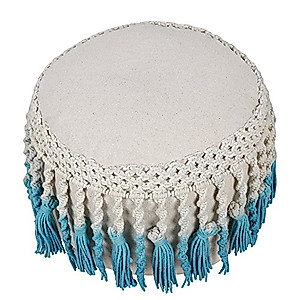 Urban Shop Ombre Fringe Macrame Pouf, Blue